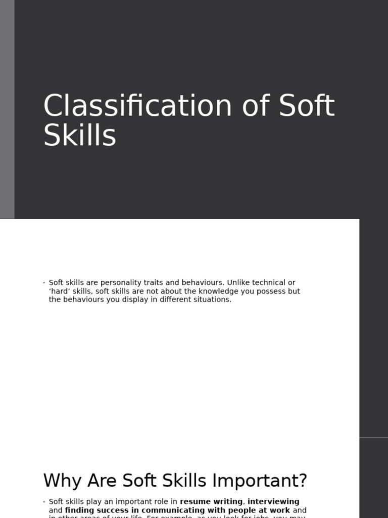 Classification of Soft Skills | PDF