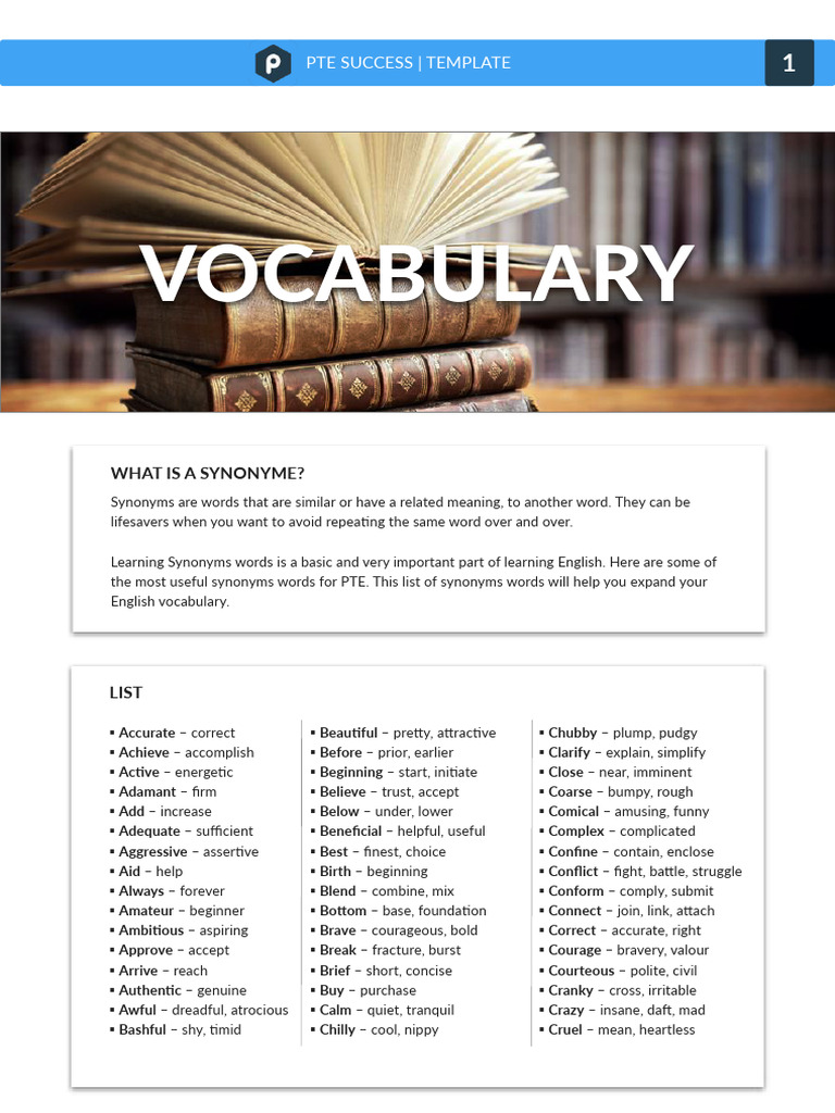 Pte Success Synonyms | PDF