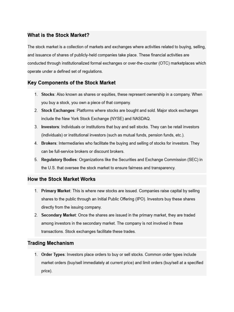 Stockmarket Notes | PDF