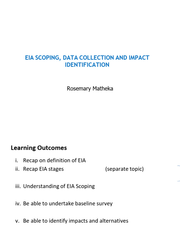 EIA Scoping, Data Collection and Impact Identification | PDF ...