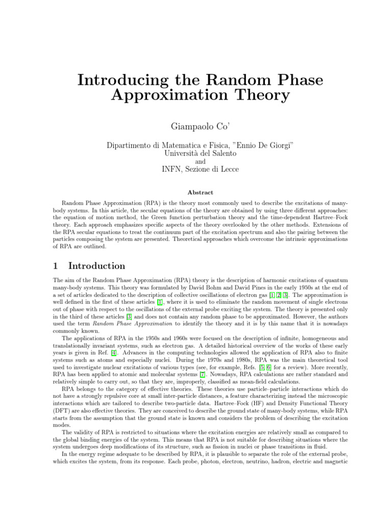 Introducing The Random Phase | PDF
