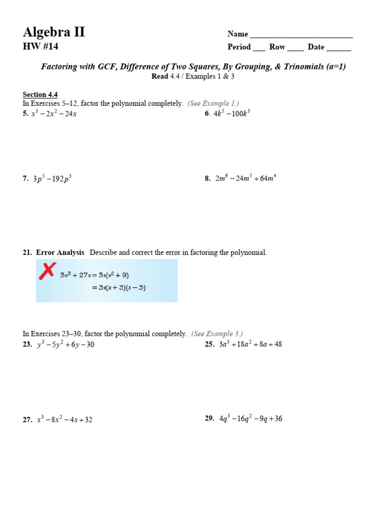 Algebra 2 HW | PDF