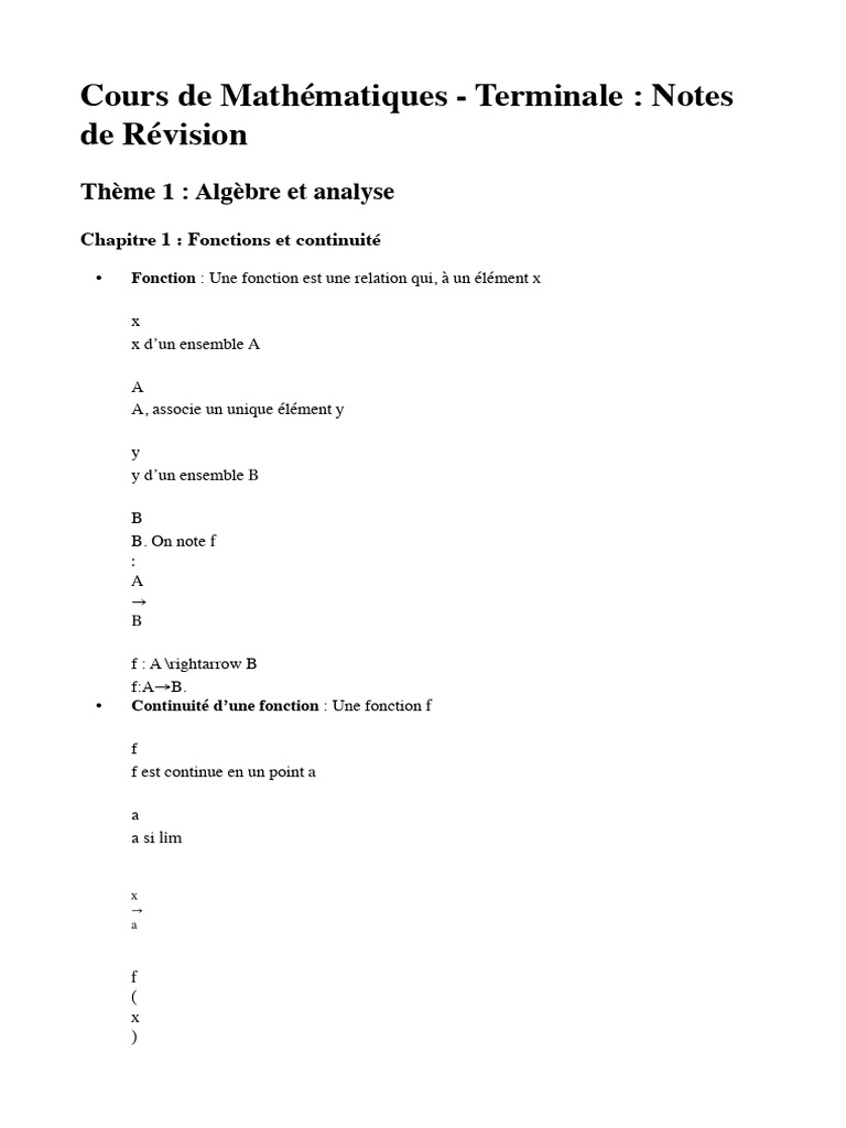 fiche maths terminale | PDF
