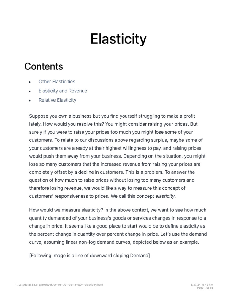 Elasticity - Data 88E - Economic Models Textbook | PDF