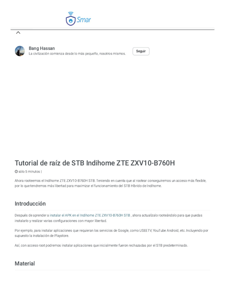 Tutorial de Raíz de ZTE ZXV10-B760H Indihome STB - Silencio | PDF