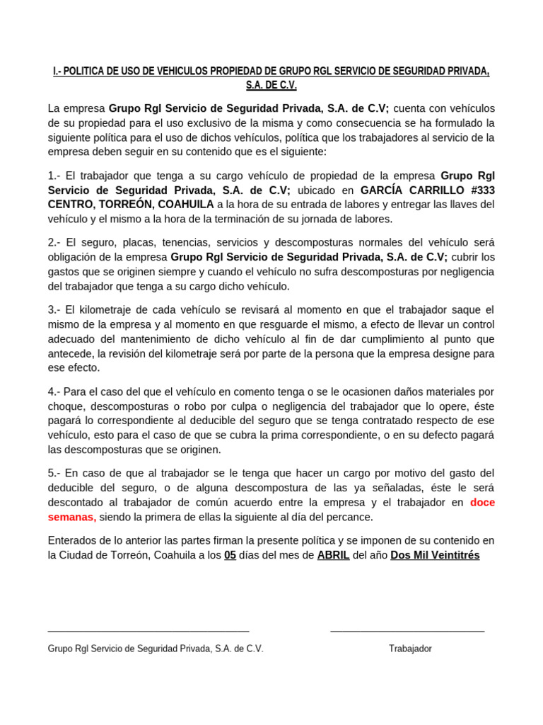 RESGUARDO DE VEHICULOS | PDF
