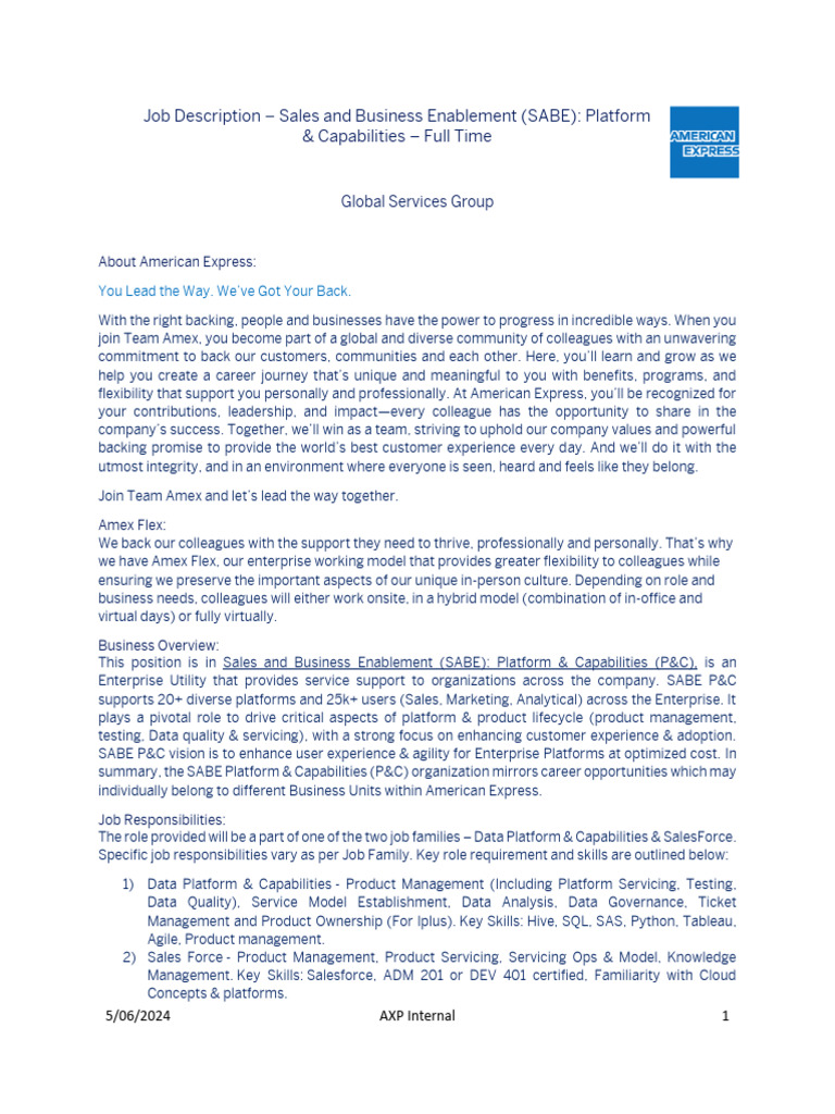Amex Campus JD GSG SABE Platform & Capabilities | PDF