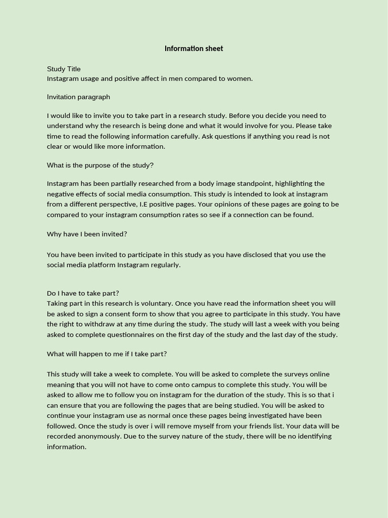 Information Sheet | PDF