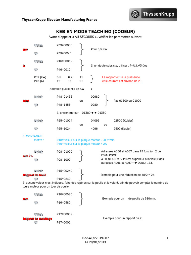 KEB 7 Teaching KEB Codeur | PDF