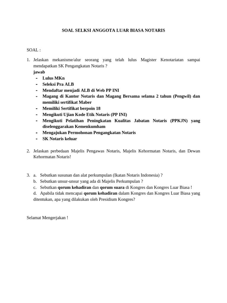 Soal Seleksi ALB Dan Jawaban | PDF