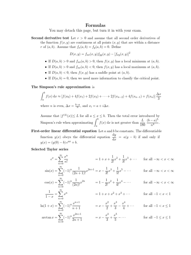 Formulas and Definitions | PDF
