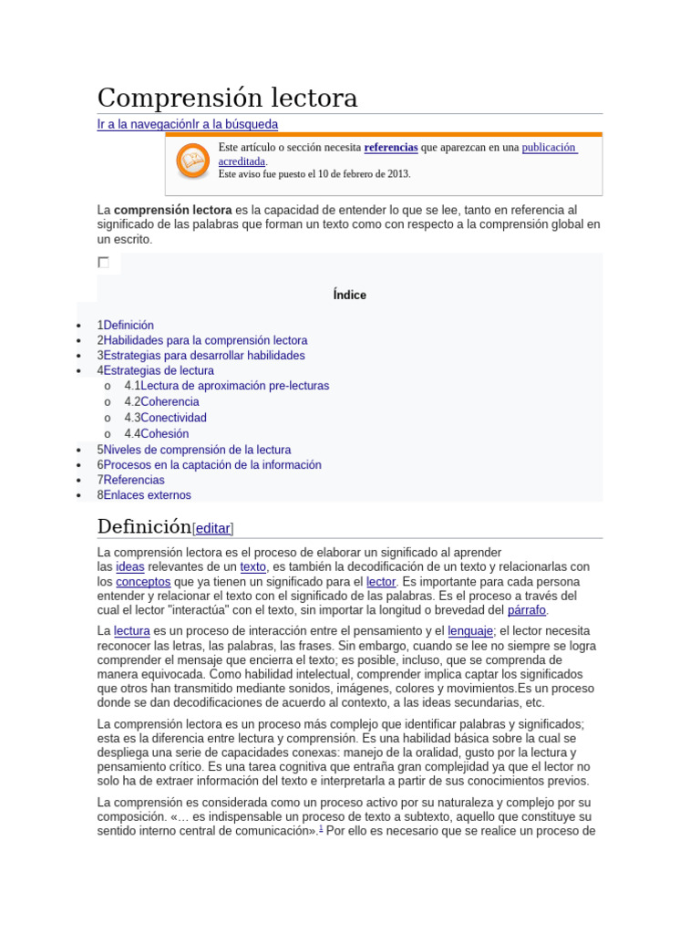 Comprensión lectora | PDF
