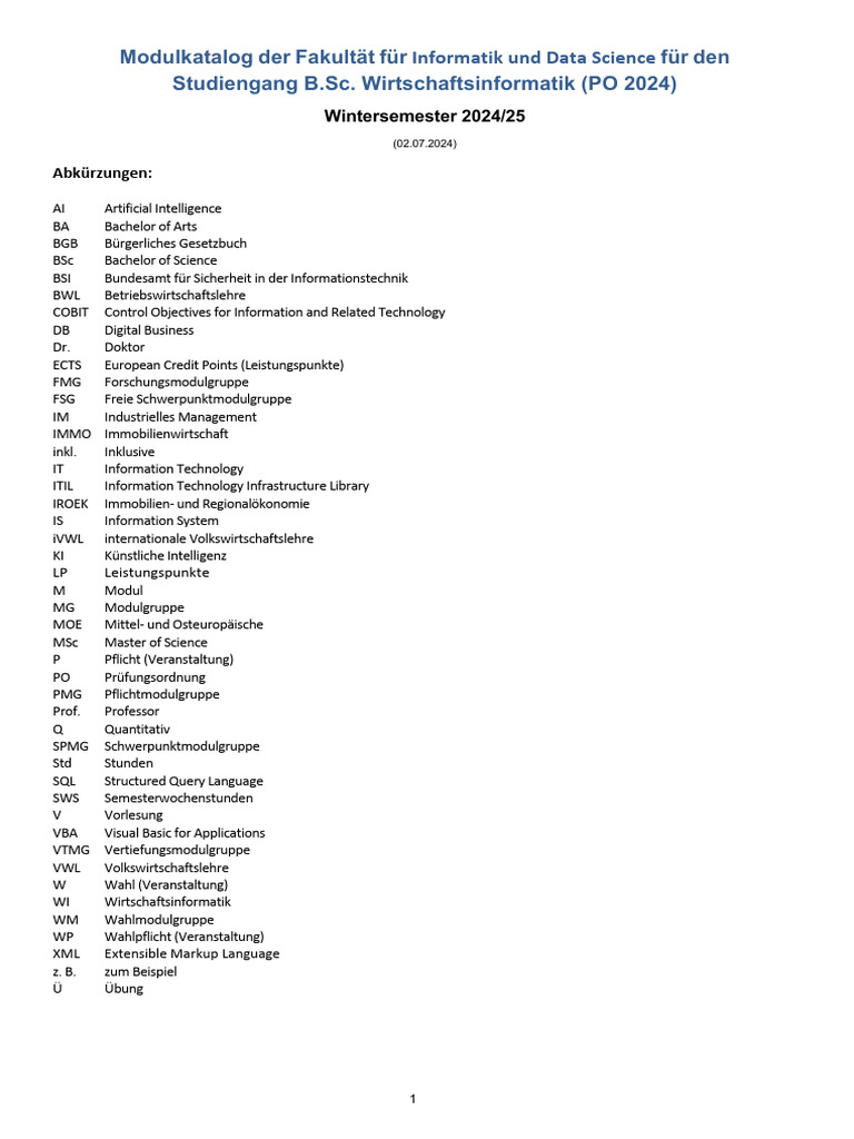 Modulkatalog BSC | PDF