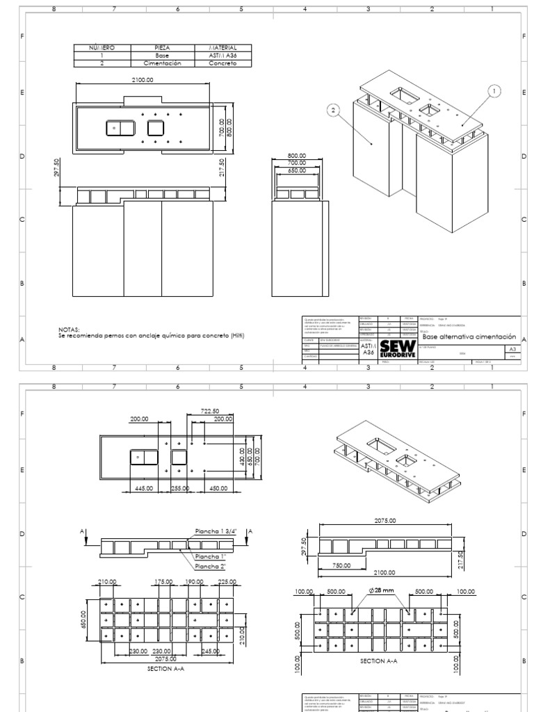 Planos Base Alternativa Cimentación | PDF
