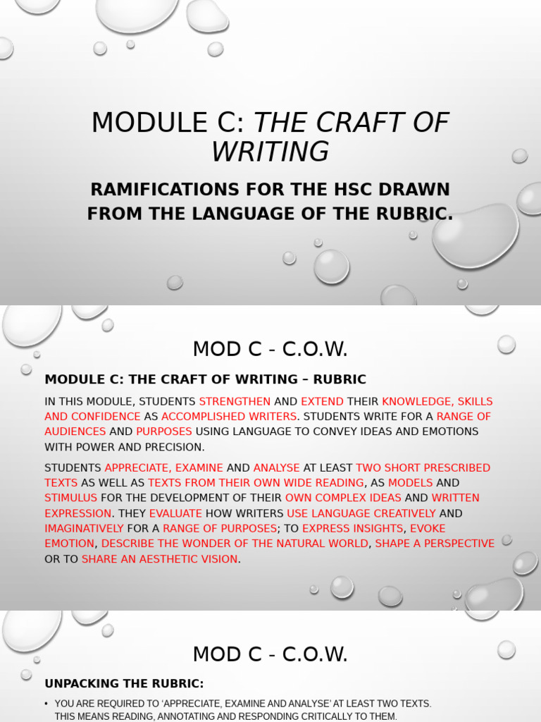 Module C The Craft of Writing Rubric Presentation | PDF