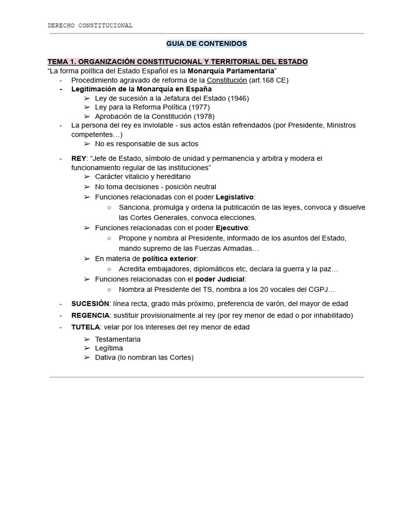 GUÍA DE CONSTI (T1-T8) PDF | PDF