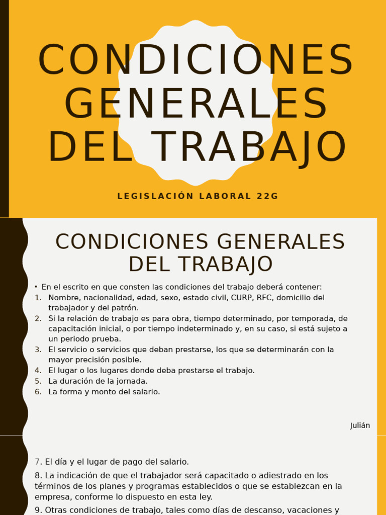 Condiciones Generales Del Trabajo | PDF