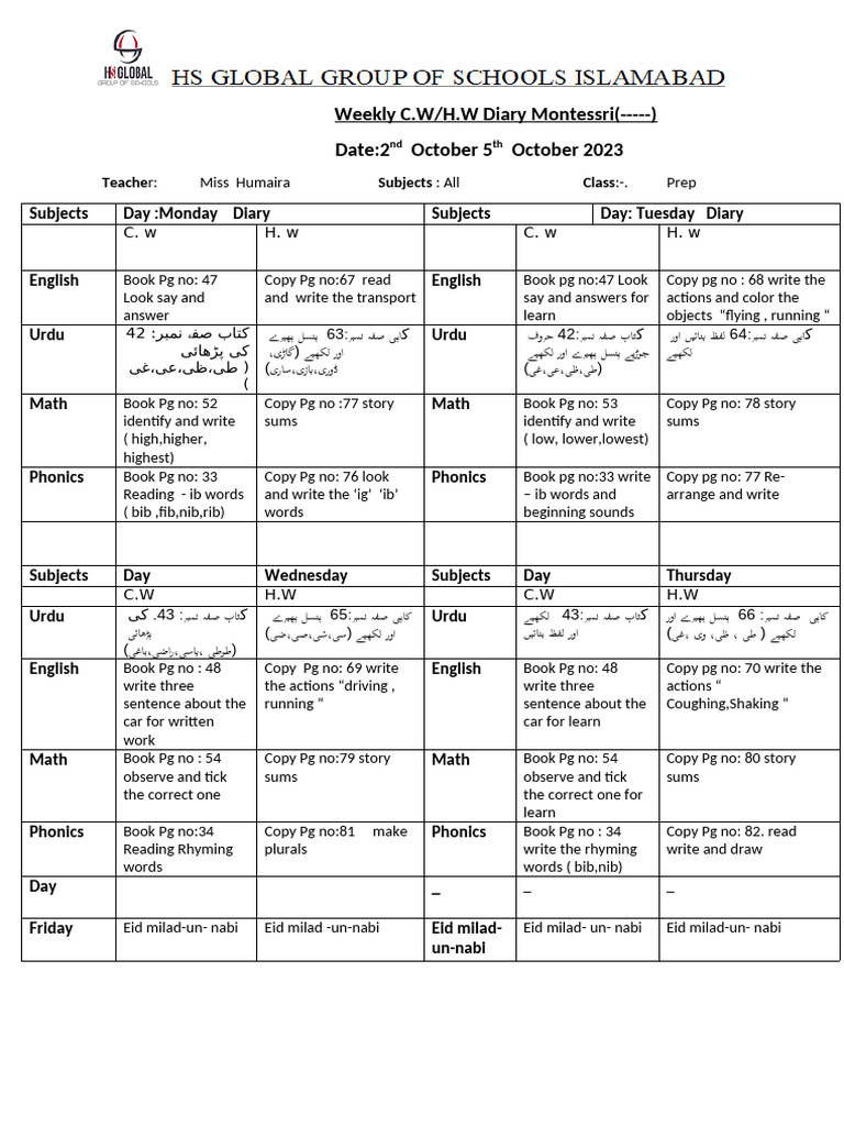 Weekly Planner Class Prep-1 | PDF