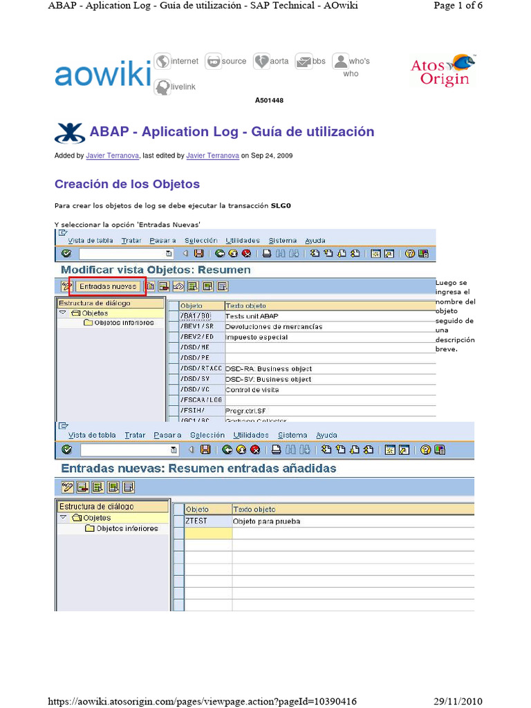 ABAP - Aplication Log - Guía de Utilización | PDF