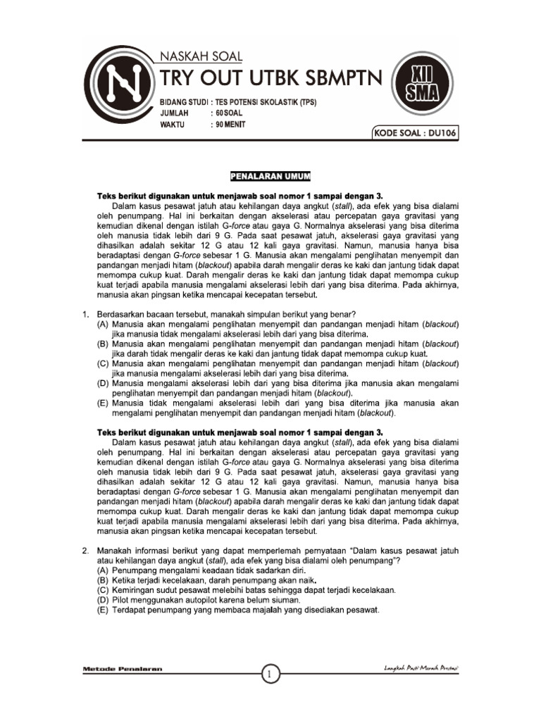 Du106 - Top 1 Utbk - TPS Fix | PDF