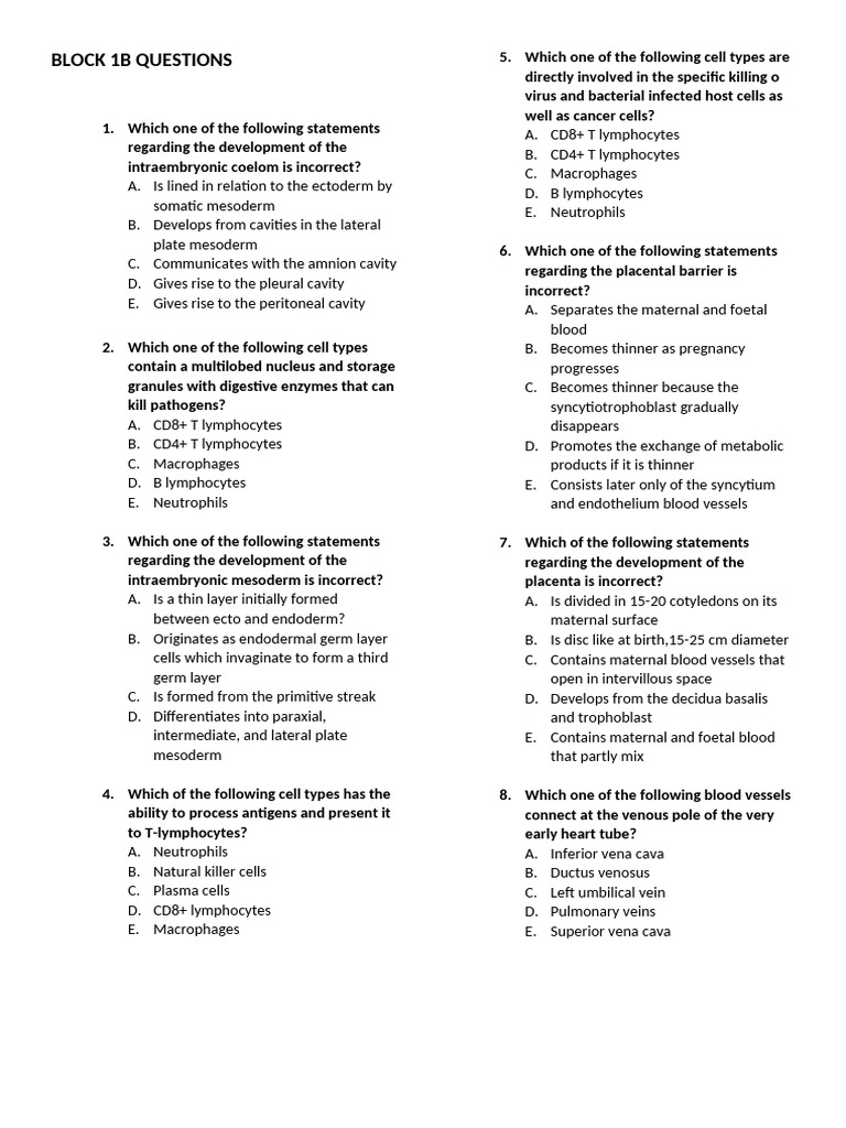 Block 1B Questions | PDF