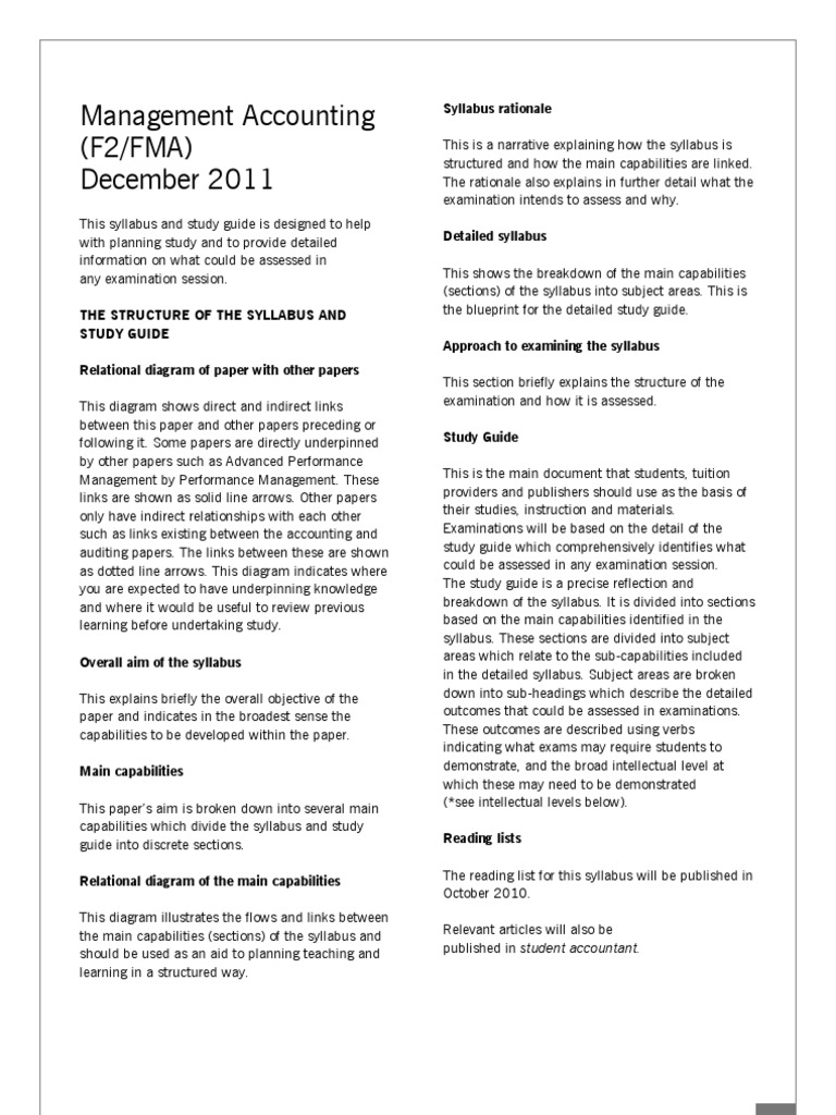 Acca f2 Syllabus | PDF | Internal Rate Of Return | Profit (Accounting)