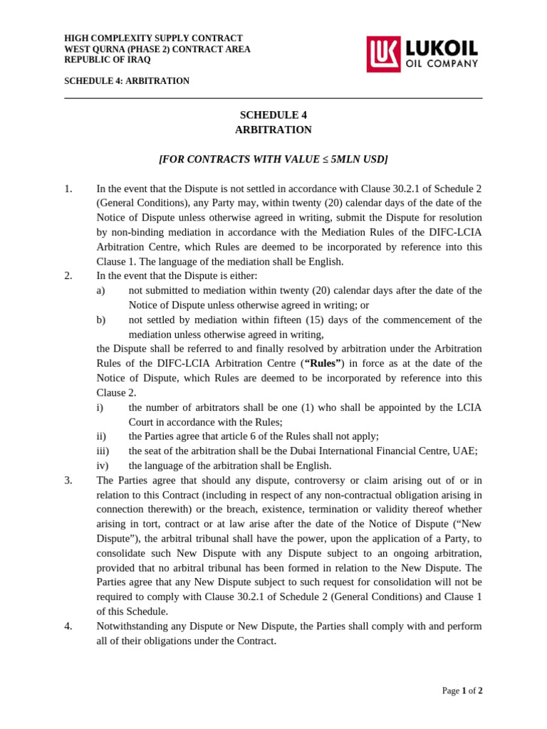 Schedule 4 - Arbitration | PDF