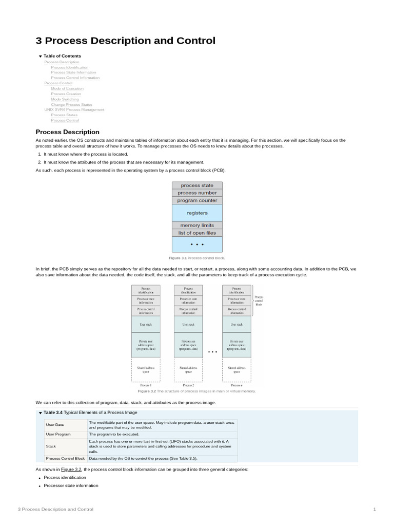 COE628 - Week 3_ Process Description and Control | PDF