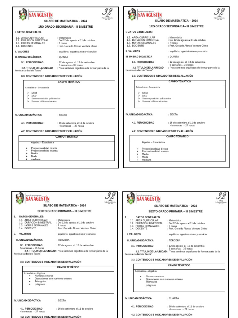Silabo Del III Bimestre | PDF