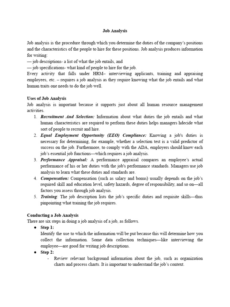 Job Analysis | PDF