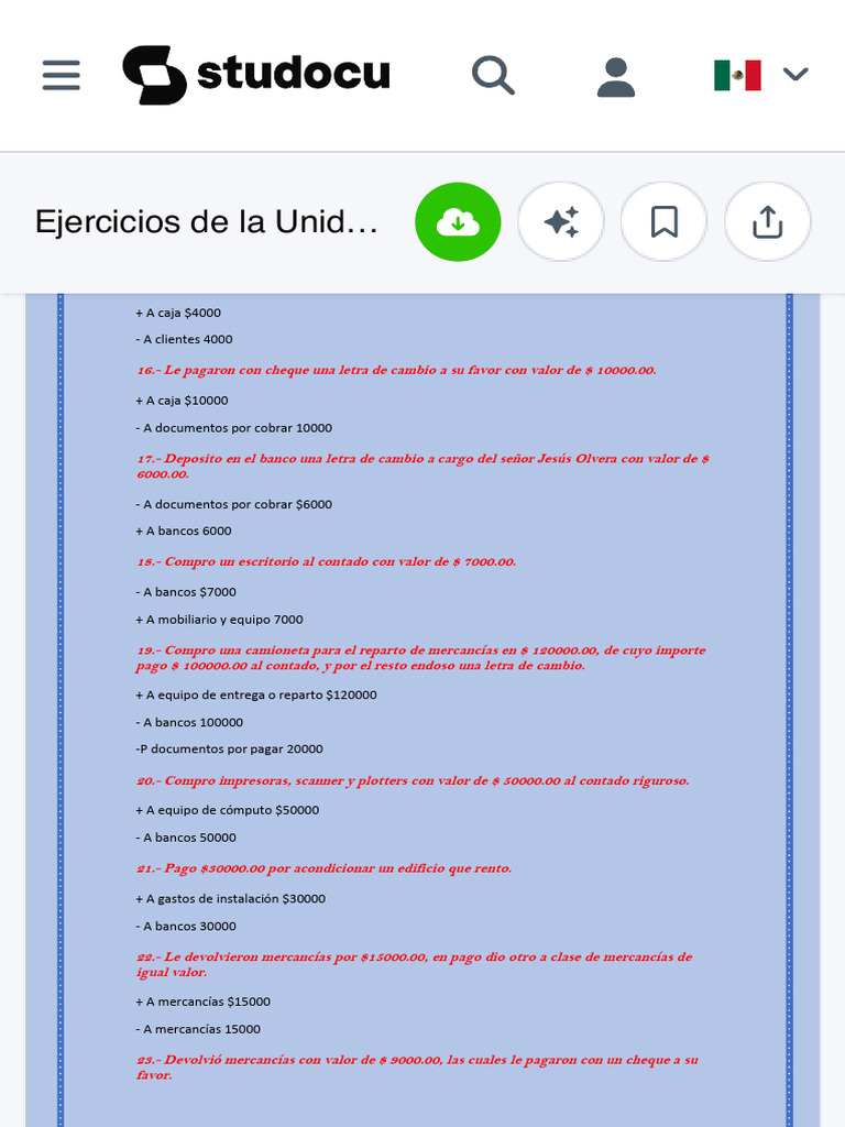 Ejercicios de La Unidad 3 - Deposito en El Banco La Existencia de Dinero Efectivo Que Asciende A ...