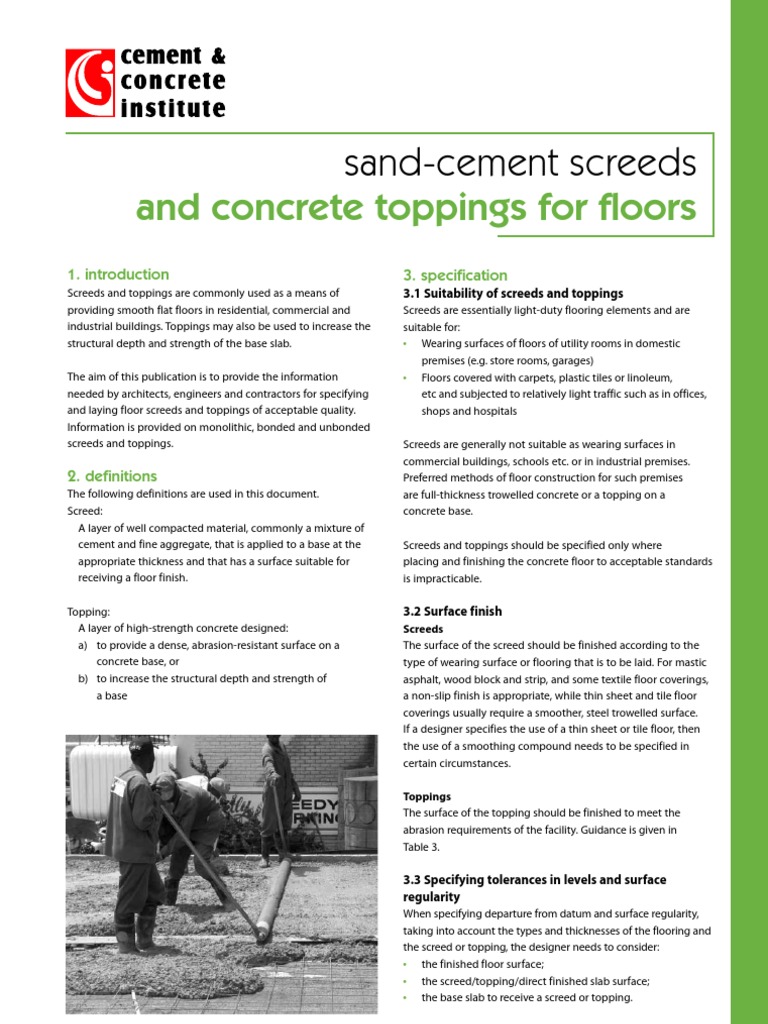 Sand Cement Floor Screeds 18092009 | PDF | Wear | Flooring