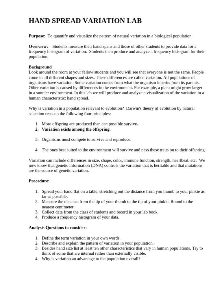 Hand Span Variation Lab | PDF