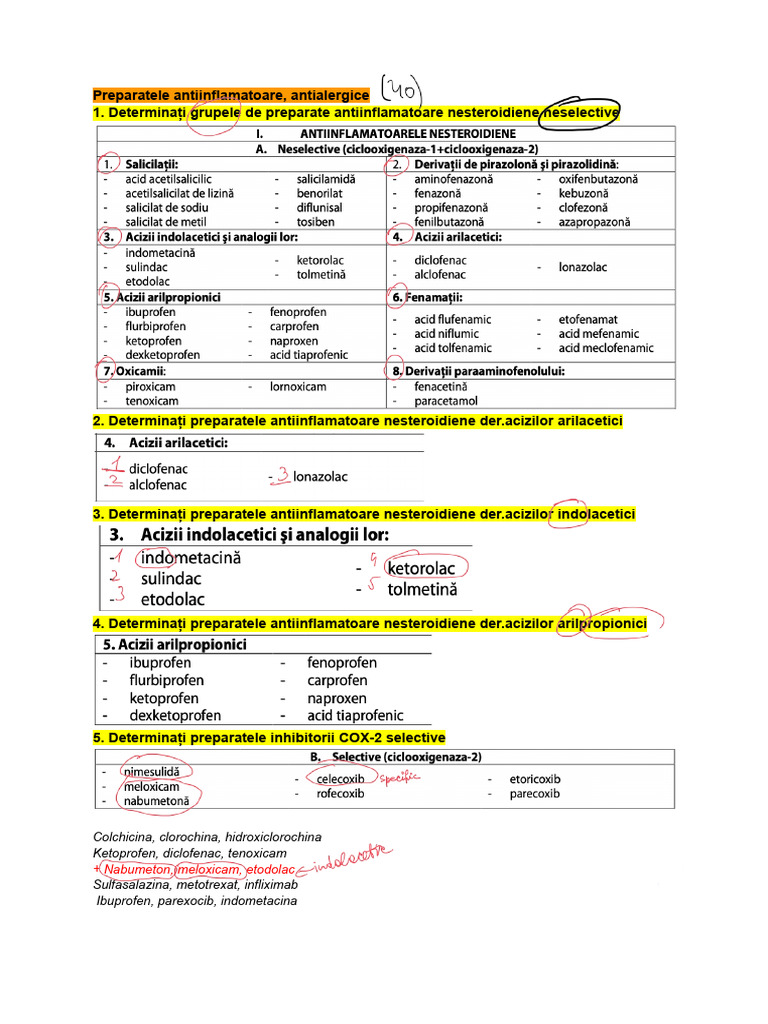 Antiinflamatoare, Antialergice | PDF