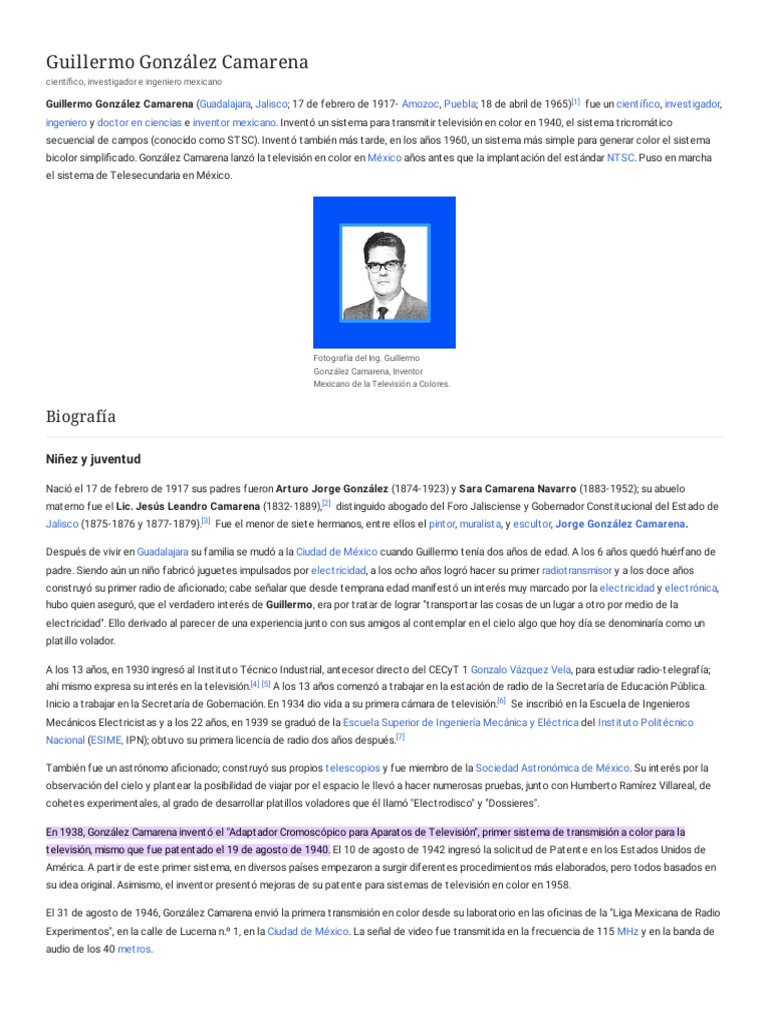 Guillermo González Camarena - Wikipedia, La Enciclopedia Libre | PDF