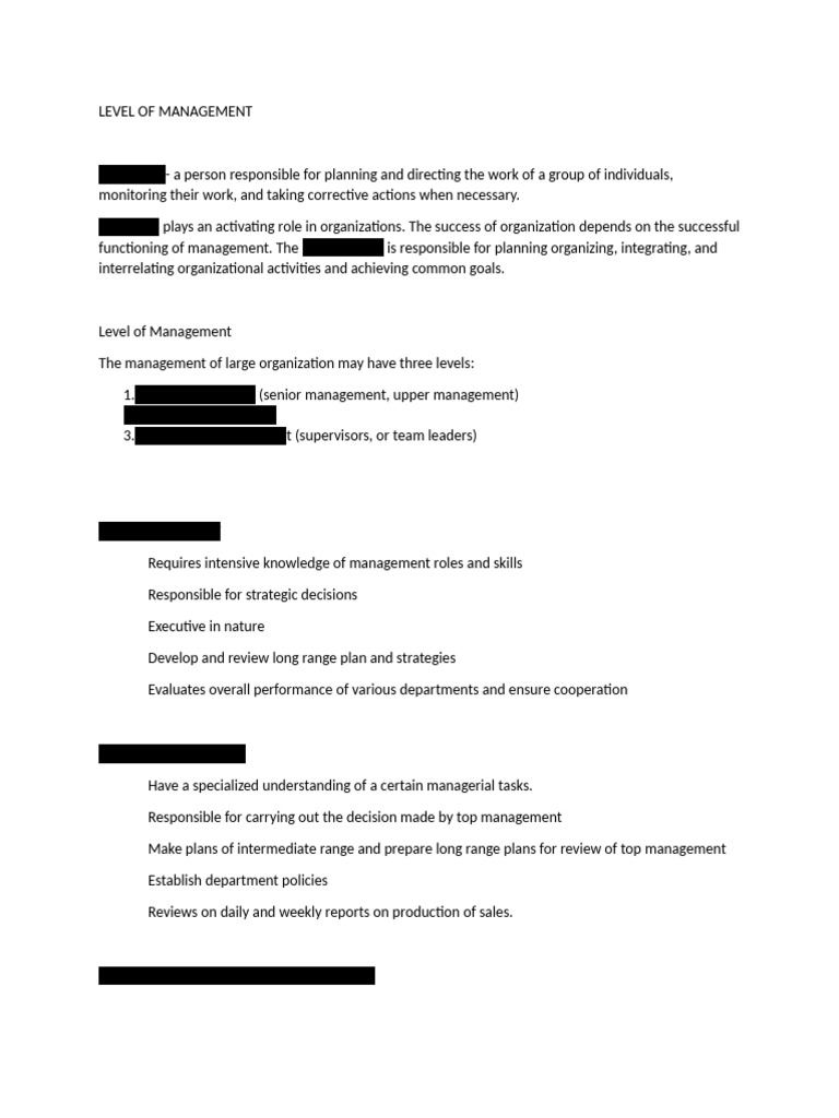 PCM Level of Management Report | PDF