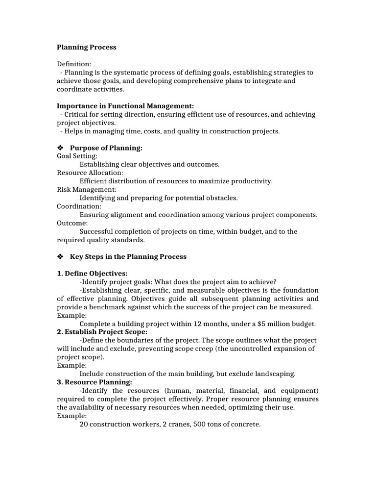 Planning Process | PDF