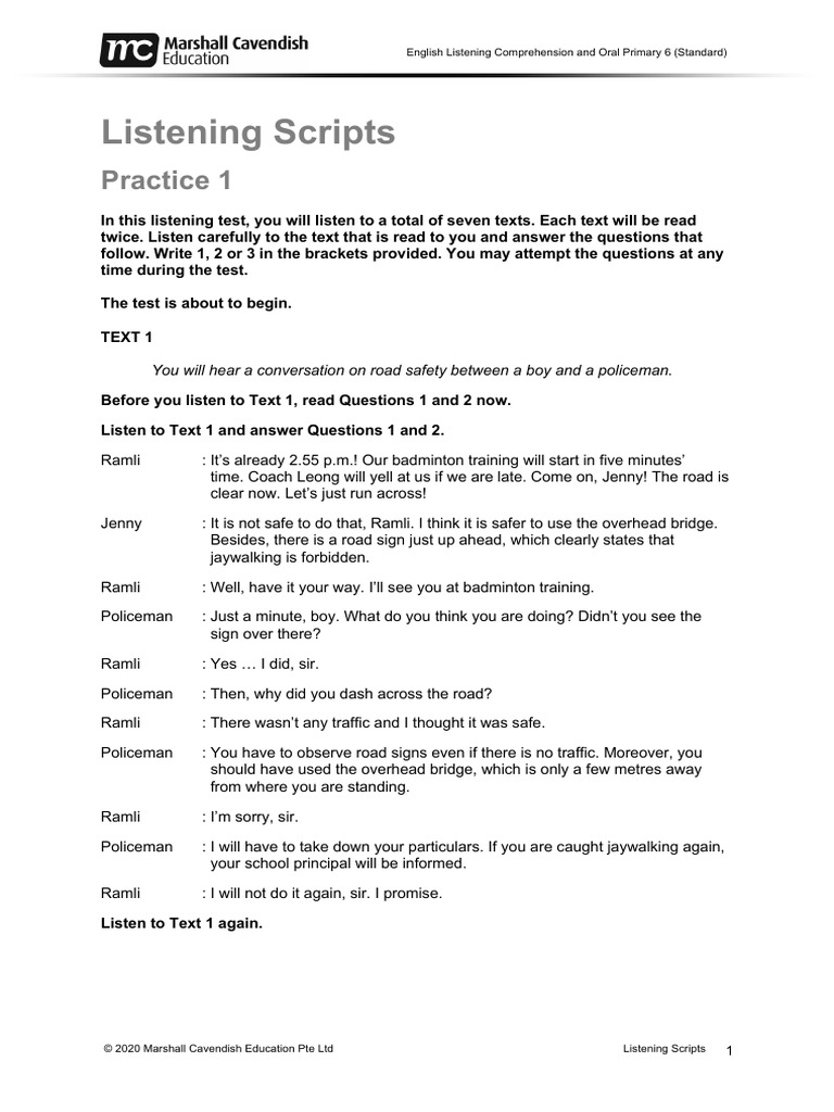 English LCO P6 (Standard) Listening Scripts | PDF