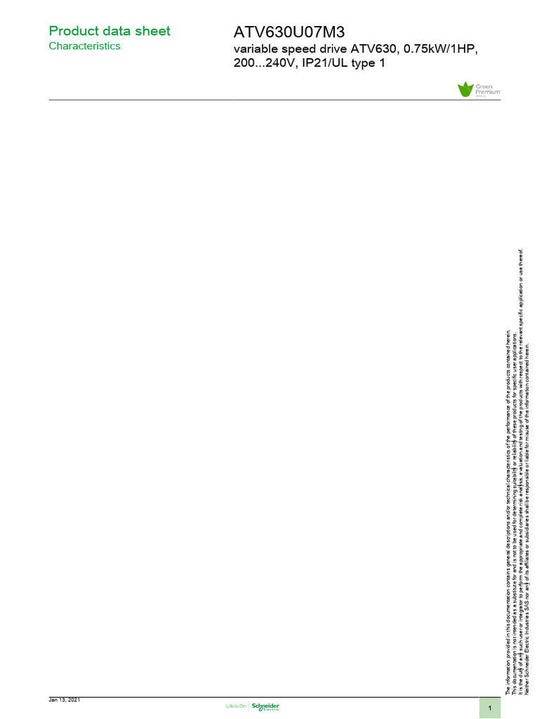 Altivar Process ATV600 ATV630U07M3 Document | PDF
