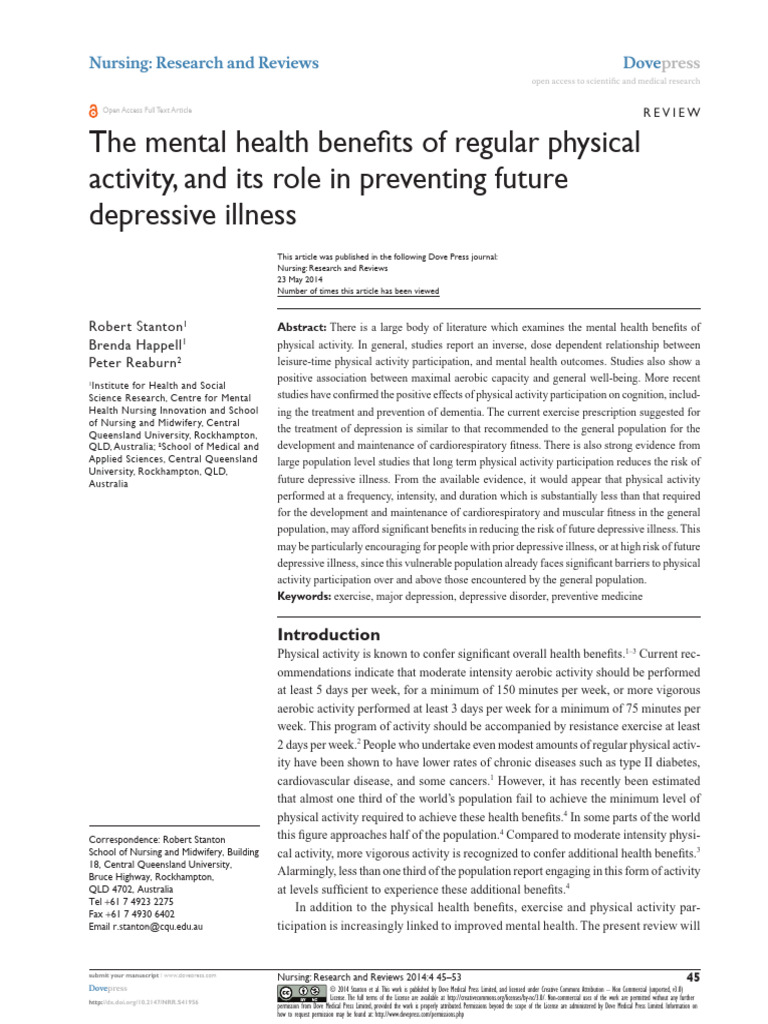 The Mental Health Benefits of Regular Physical Activity, and Its Role ...