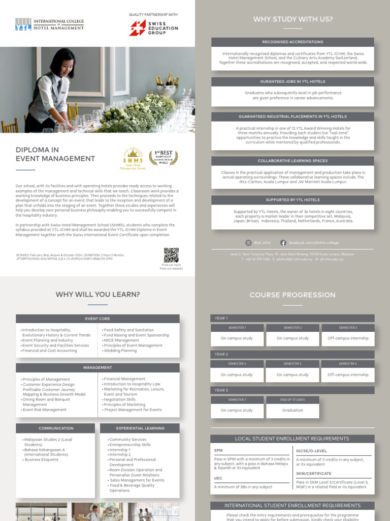 YTL-ICHM Diploma in Event Management | PDF