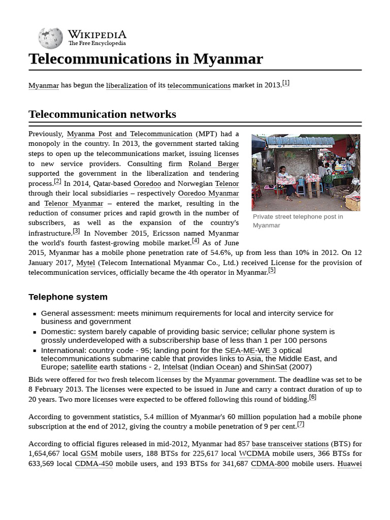 Telecommunications in Myanmar | PDF