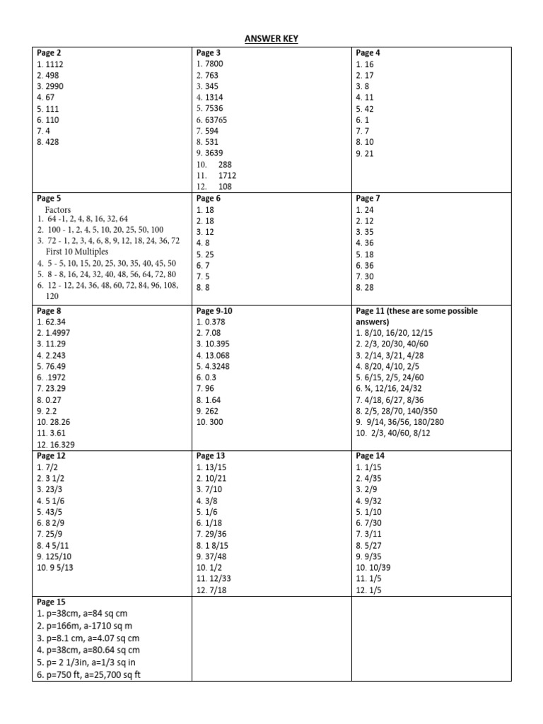 LMSD SMP Math 6 Answer Key | PDF