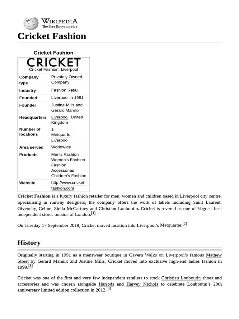 Cricket Fashion | PDF