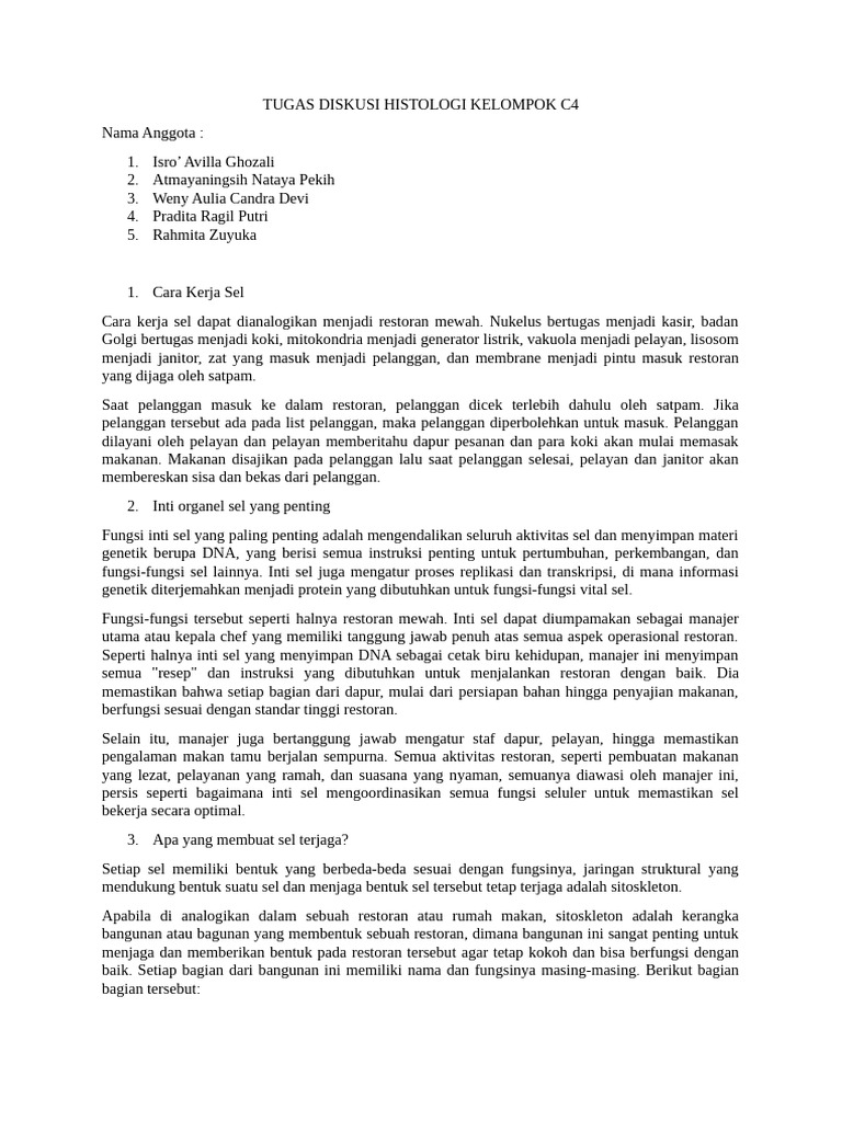 Tugas Diskusi Histologi | PDF