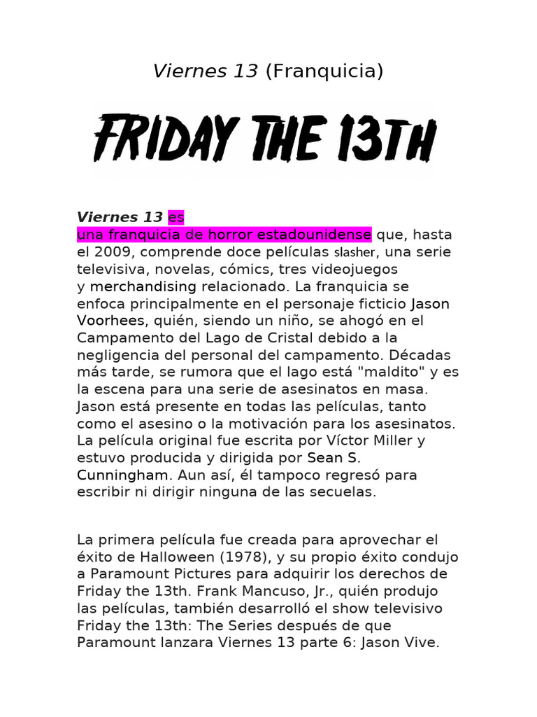 Viernes 13 texto | PDF
