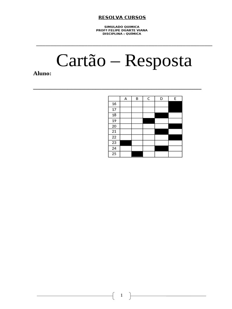 Cartão Resposta - Gabarito | PDF