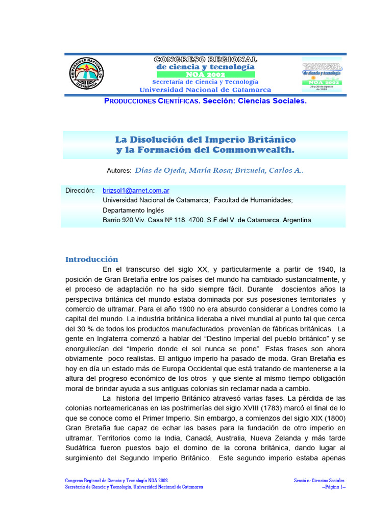 Disolucion Imperio Britanico | PDF