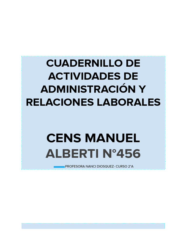 Administracion-Cap y Rel - Lab - Cuadernillo | PDF