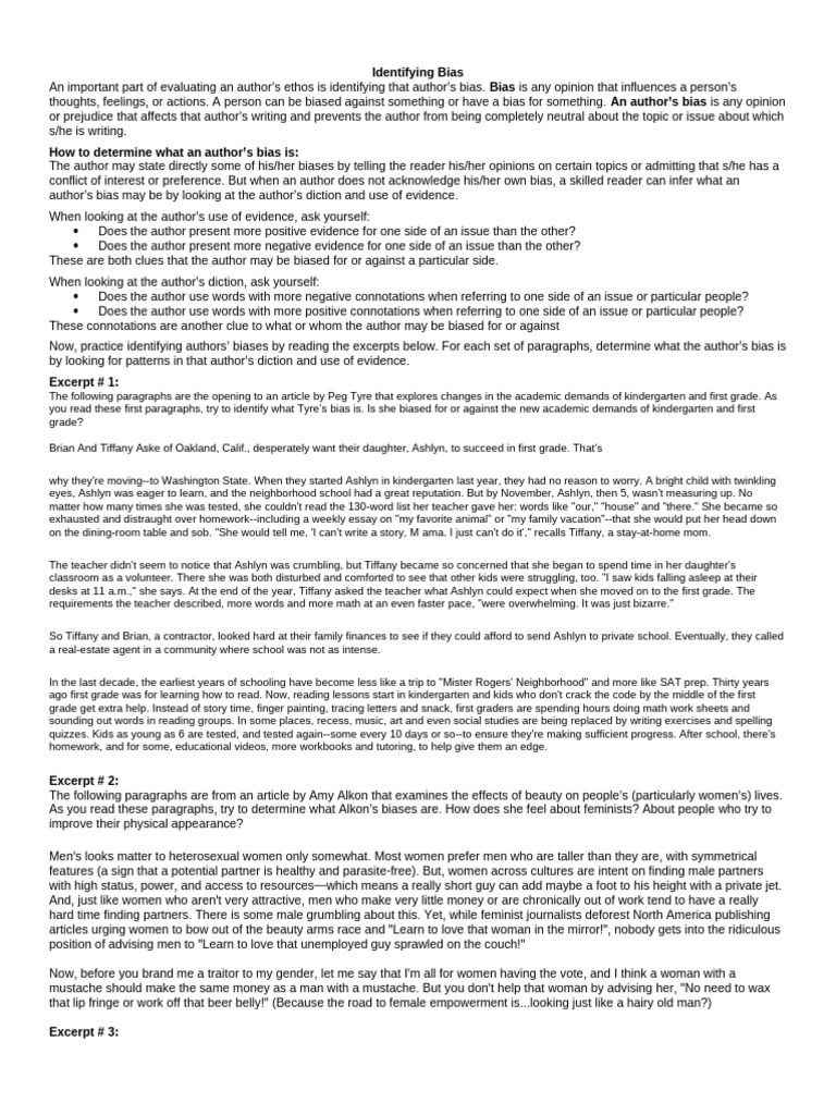 Identifying Bias Activity | PDF | Bias | Ageism